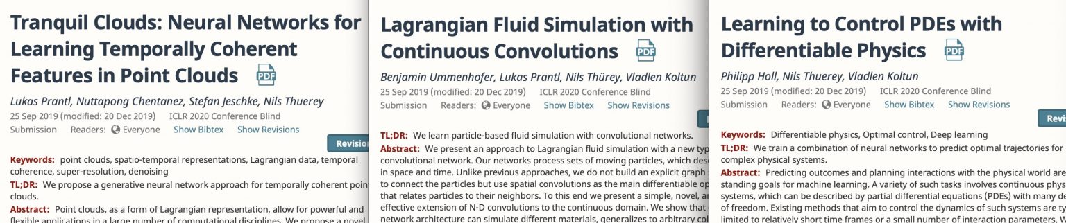 Physics-based Deep Learning at ICLR’20: 2 Spotlights and 1 Poster coming up – Thuerey Group